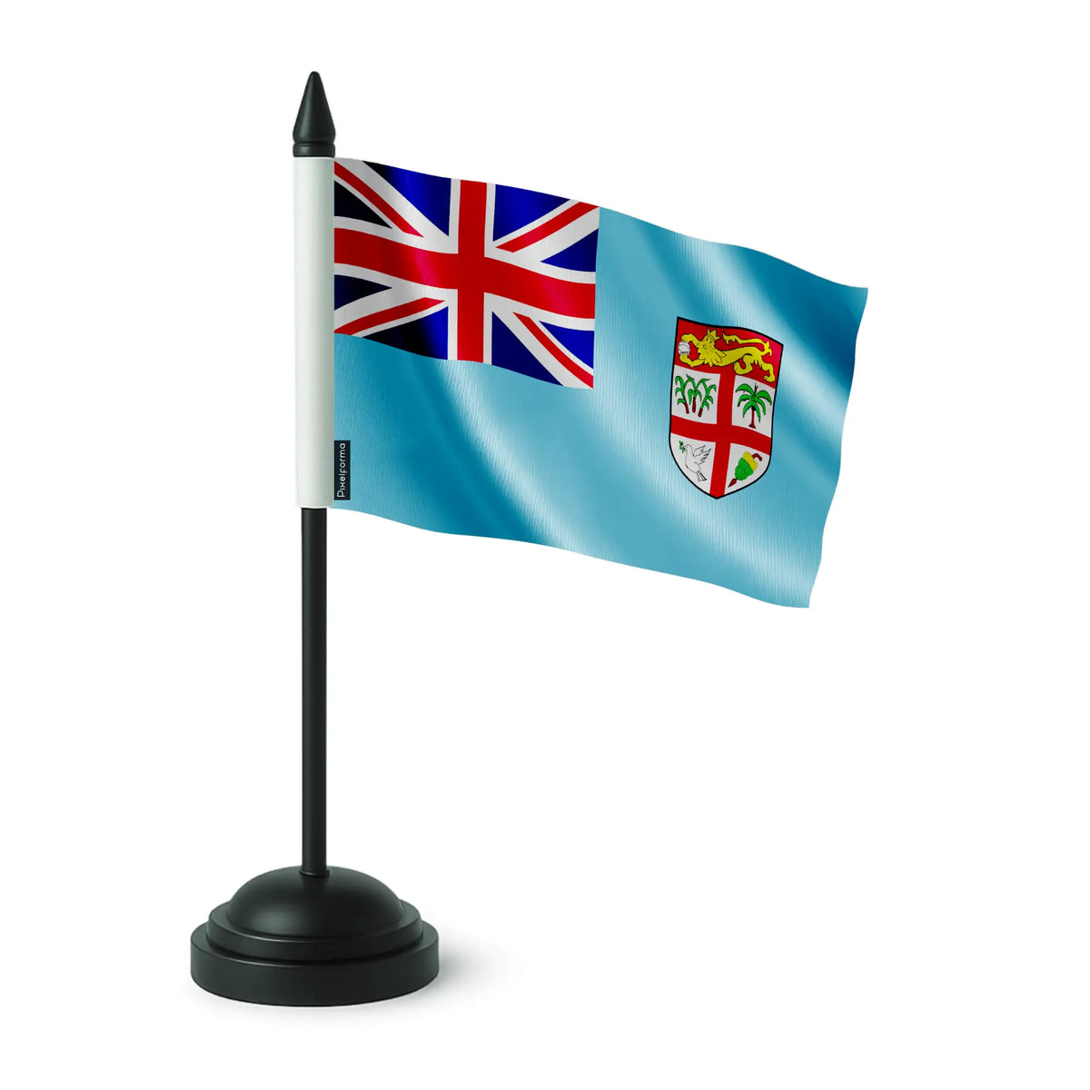 Fiji polyester table flag with black plastic base – Pixelforma