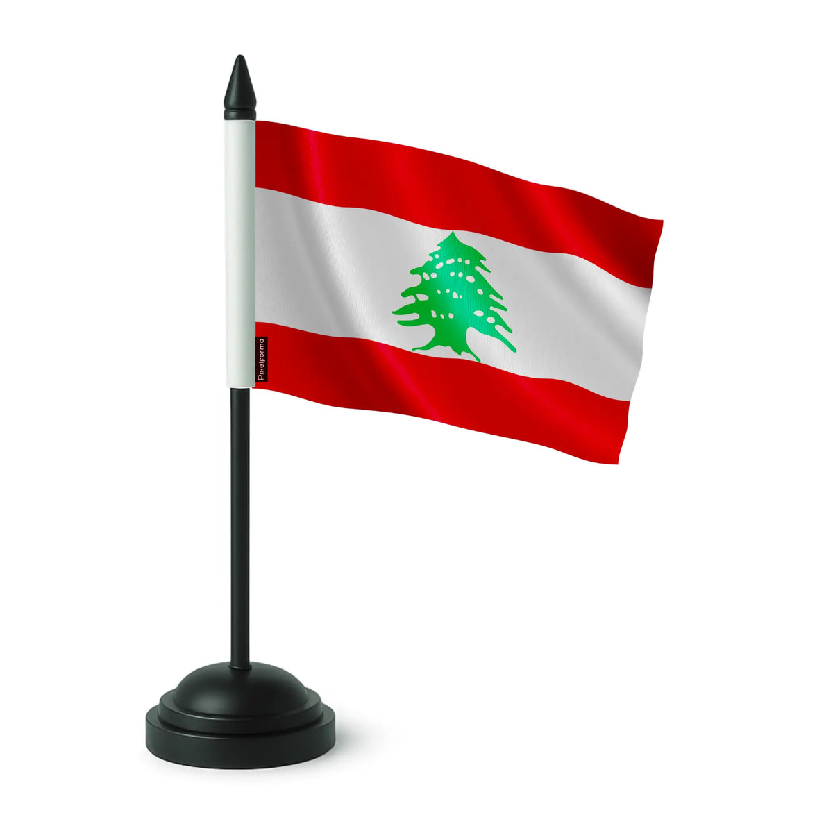 Lebanon table flag in polyester with black plastic base – Pixelforma